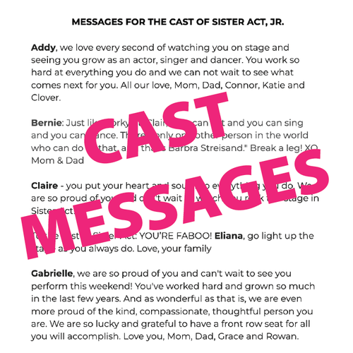 Cast Member Playbill Messages ($10) | Napastage Org