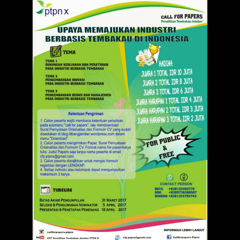 EVENT CALL FOR PAPERS FROM PTPN X