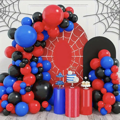 95-pieces blue, black and red balloon arch kit | BakeAssist