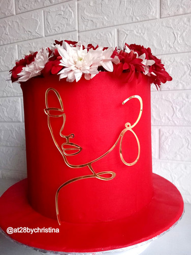 Lady 3 line art cake charm | BakeAssist