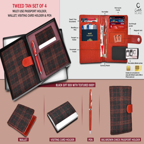 Tweed Tan Set Of 4 | TotalSmart Gifts