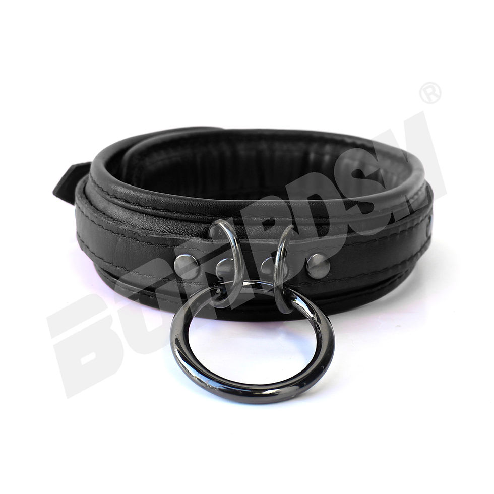 O-ring bondage restraint collar, soft padded locking neck cuff | BONBDSM