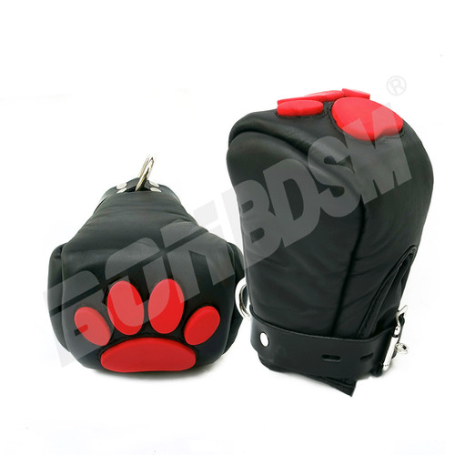 Bondage puppy play fist mittens mitts with silicone paws | BONBDSM