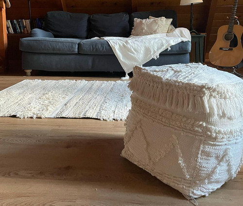 Willy - Hand braided Square Pouf Cover | Maison Tarbouche