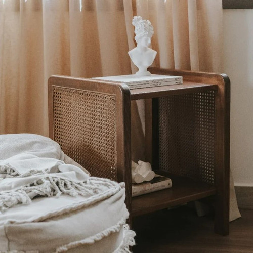 Fengi - Rattan Cane Mesh Side Table | Maison Tarbouche