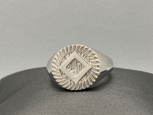 NA Diamond Cut Service Symbol Signet Ring .925 Sterling Silver NAR-39 ...