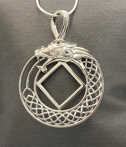 Dragon with NA Service Symbol Pendant .925 sterling silver ...