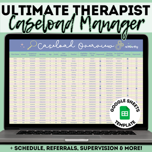 ULTIMATE School-Based Therapy Caseload Manager for Google Sheets (OT ...