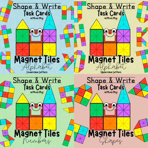 Magnet Tile Task Card Bundle: Uppercase & Lowercase Letters, Numbers ...