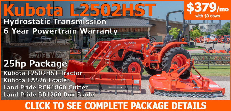 Deen Kubota L2502HST 25hp Tractor Package