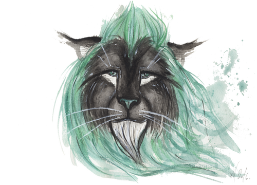 Triclinic Turquoise Lion - Watercolour Painting | creaturesofnat