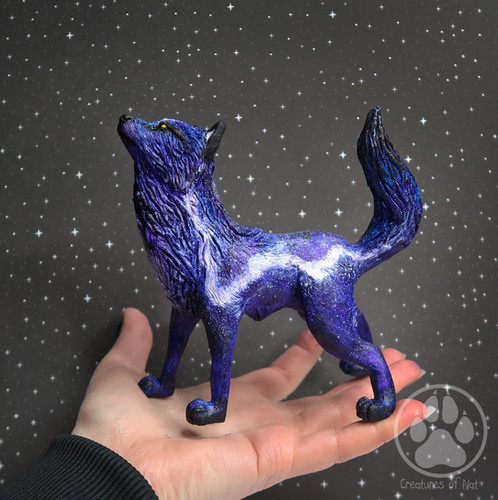 Alpha the Purple Galaxy Wolf Sculpture | creaturesofnat