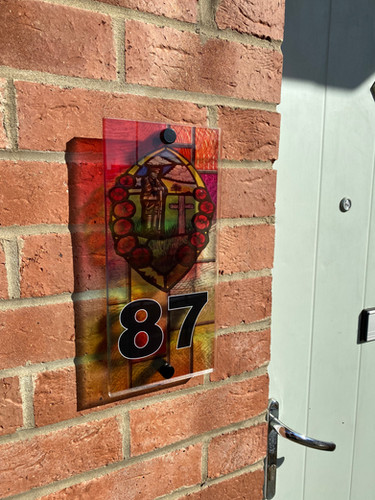 Poppy with lone soldier Stained Glass Style house sign | House Signs Direct
