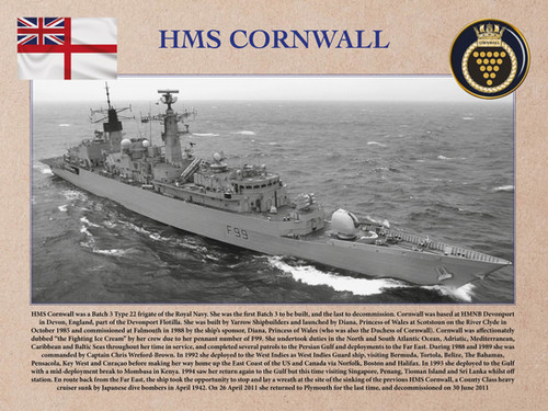 HMS Cornwall Wooden print | House Signs Direct