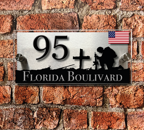 American Kneeling Soldier House Sign | House Signs Direct