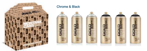 6 Pack 400ml Montana Gold Spray Can Paint Gold & Chrome | Tebbs