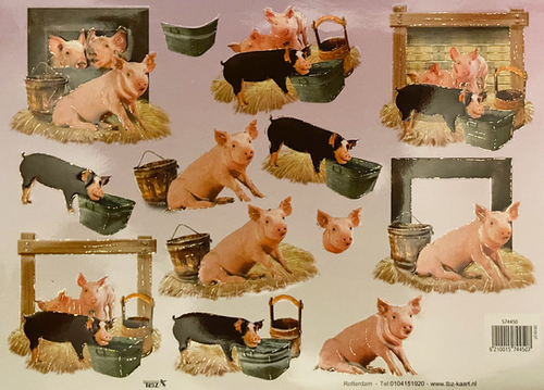 1 Sheet "Pigs" TBZ Decoupage Paper | Tebbs