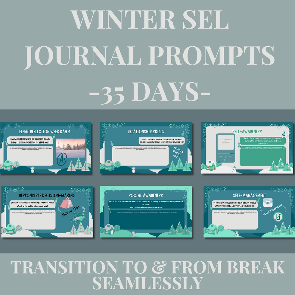 Winter Theme SEL Journal Prompts | TeachwithMrsParks