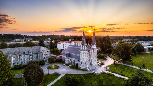 Aerial Sunrise at Saint Thomas of Villanova Church | Spiral View Photo