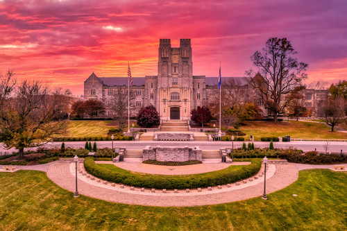 Sunset behind Burruss Hall | Spiral View Photo