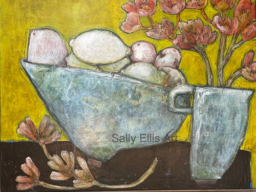 Black Table with Fruit | Sally Ellis Art