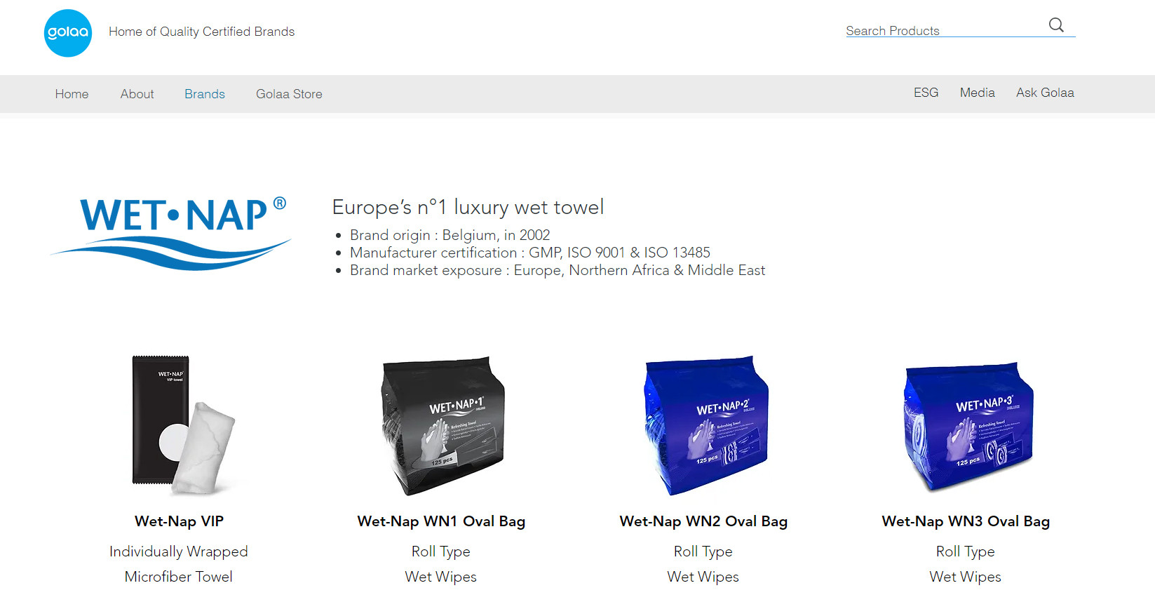 Golaa.com | Wet-Nap Europe BV | Antwerp