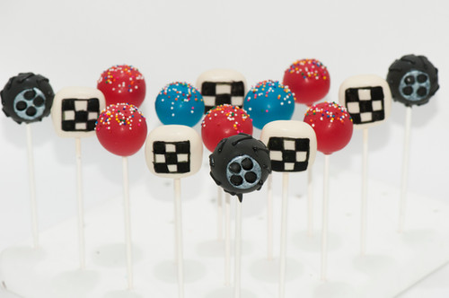 Race Car Themed Cake Pops - 1 dozen | scrumpoptious