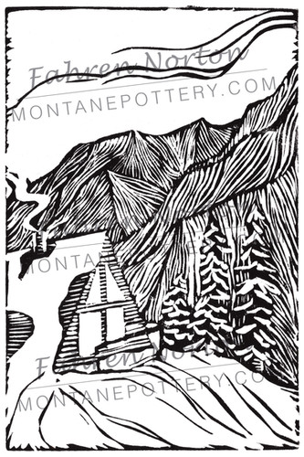 Tagert Hut block print | Montane Pottery