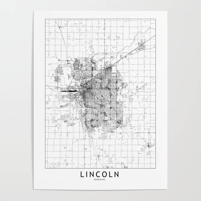 Lincoln City Map Poster