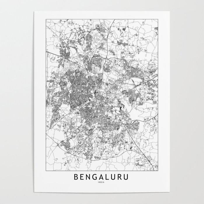 Bengaluru City Map Art Print