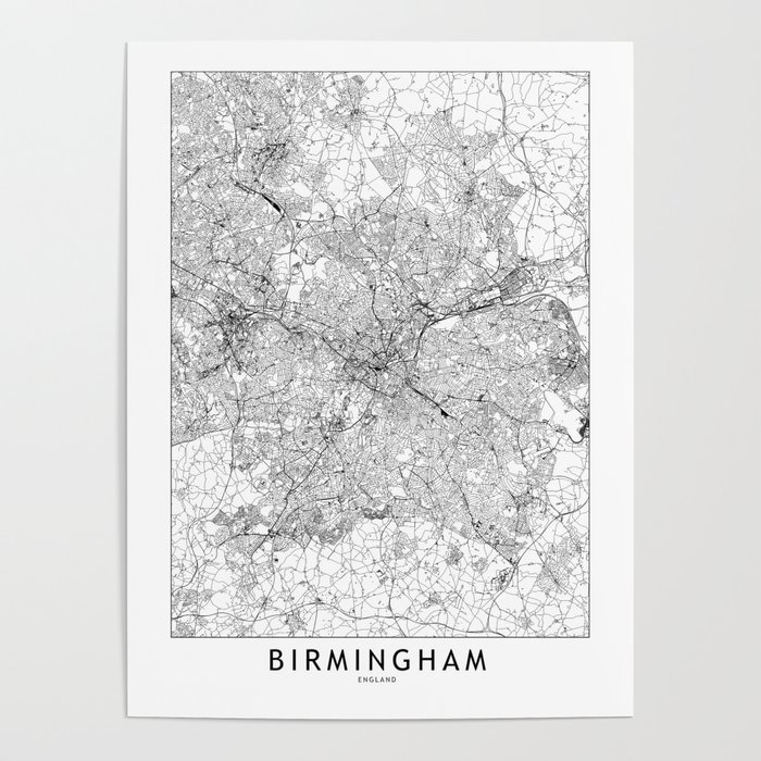 Birmingham England City Map Poster