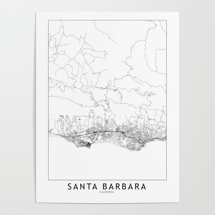 Santa Barbara City Map Poster