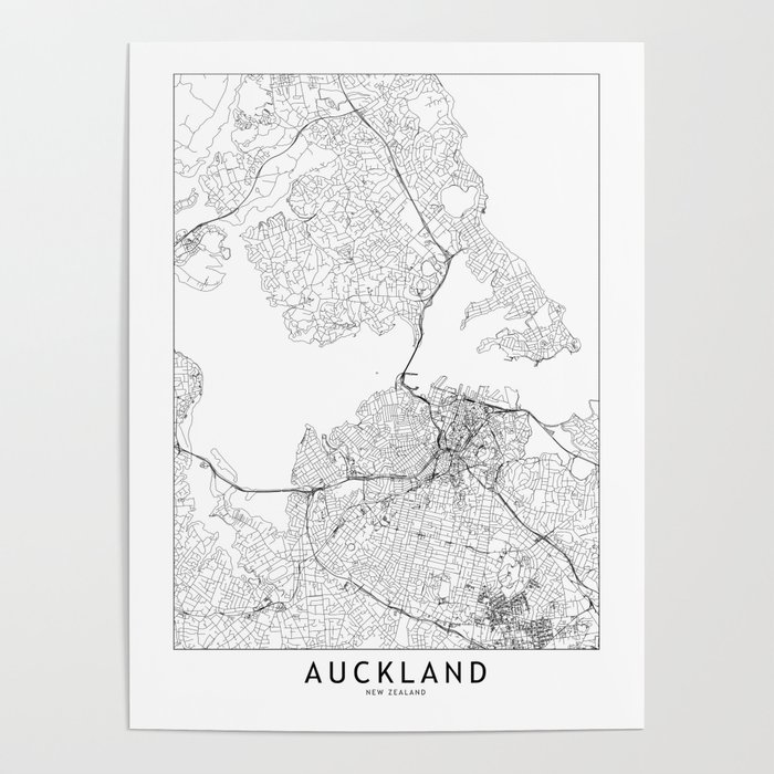 Auckland City Map Art Print