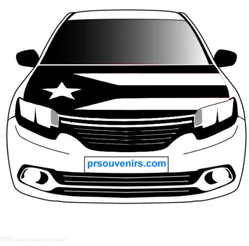 Puerto Rico Black Flag Car Hood Cover (3.3X5FT) | PR Souvenirs
