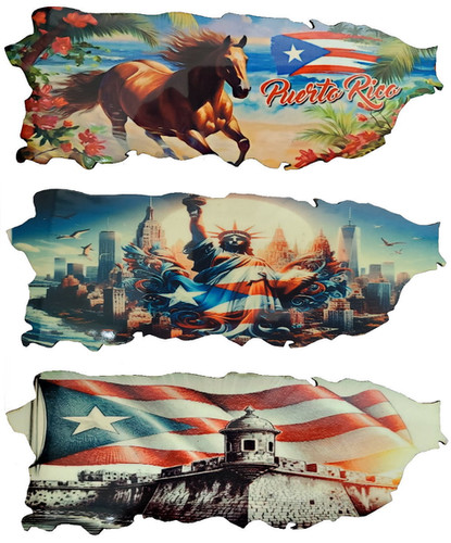 Puerto Rico Island Wood Plate W/ Stand | PR Souvenirs