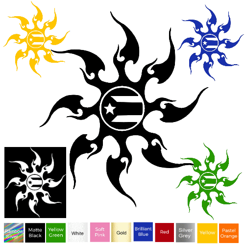 Puerto Rico Flag In Tribal Vinyl Sticker | PR Souvenirs