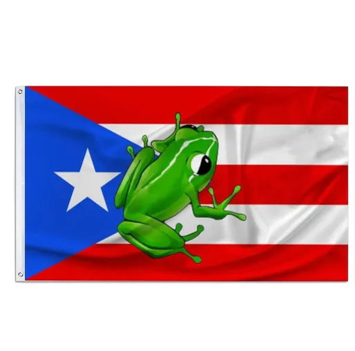 Puerto Rico Flag & Coqui 3 X 5 Feet W/ Brass Grommet | PR Souvenirs