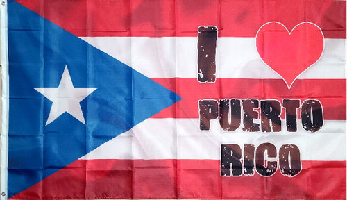 Puerto Rico Flag & I Love PR 3 X 5 Feet W/ Brass Grommet | PR Souvenirs