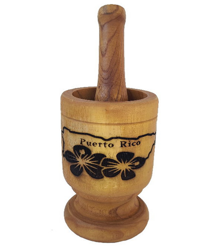 Puerto Rico Medium Size Wood Mortar & Pestle - Pilon Madera | PR Souvenirs
