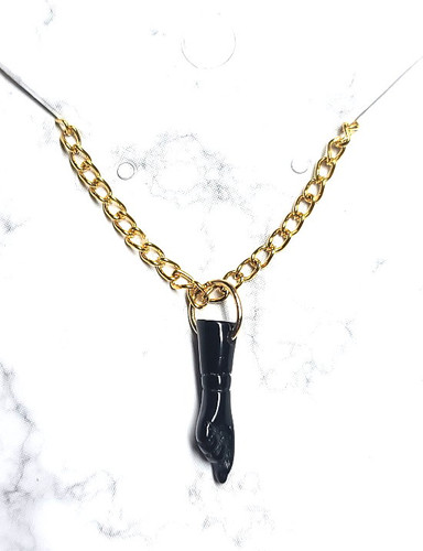 Gold Plated Hand Azabache Pendant & Necklace | PR Souvenirs