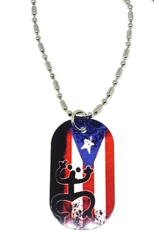 Puerto Rico & Coqui Taino Dog Tag Necklace | PR Souvenirs