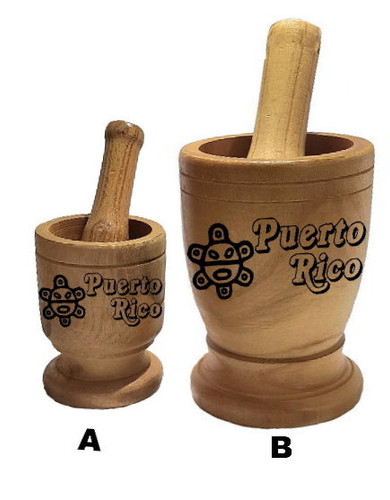 Puerto Rico Sun Taino Wood Mortar & Pestle - Pilon Madera | PR Souvenirs