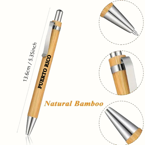 Set 2 Puerto Rico Handmade Bamboo Wood Pen | PR Souvenirs