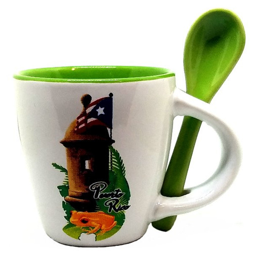 Puerto Rico Coffee Cup with Spoon Handel Ceramics Mug | PR Souvenirs