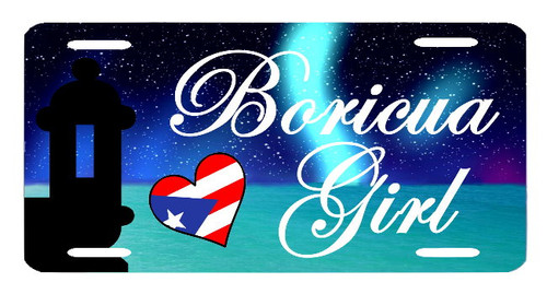 Puerto Rico Flag & Boricua Girl License Plate | PR Souvenirs