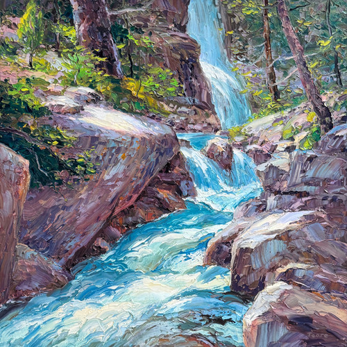 Mountain Cascade by artist Brad Teare | Lovetts Fine Art Gallery