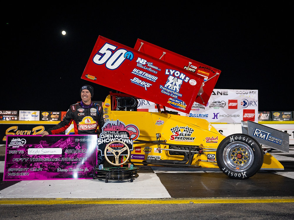 KODY SWANSON EARNS $50,000 PRIZE IN 100-LAP OPEN WHEEL SHOWDOWN LAS VEGAS