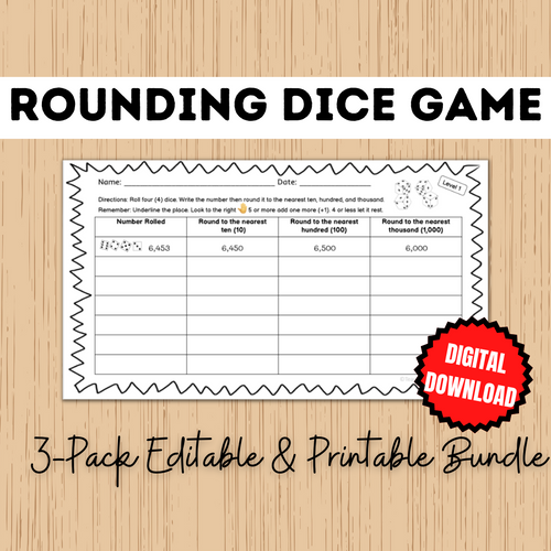 DICE ROUNDING GAME | Editable + Printable | Teach4Purpose