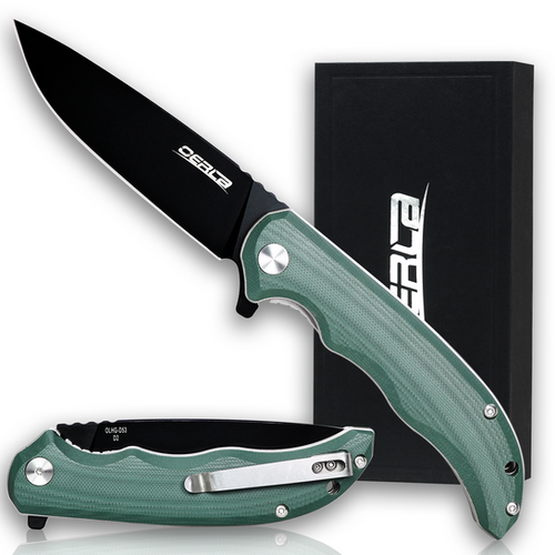 OERLA OLHG-D53 EDC Folding Pocket Knife 4" D2 Steel Blade with G10 ...