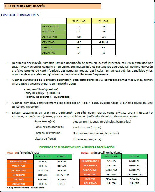 LA PRIMERA DECLINACIÓN